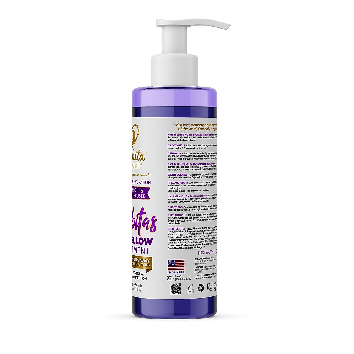 Kachita Spell Purple Toning Shampoo ConditionerTreatment Balance No Yellow Tone Correcting, Blonde Gray Hair, Eliminates Brassy and Yellow 350ml Made in USA