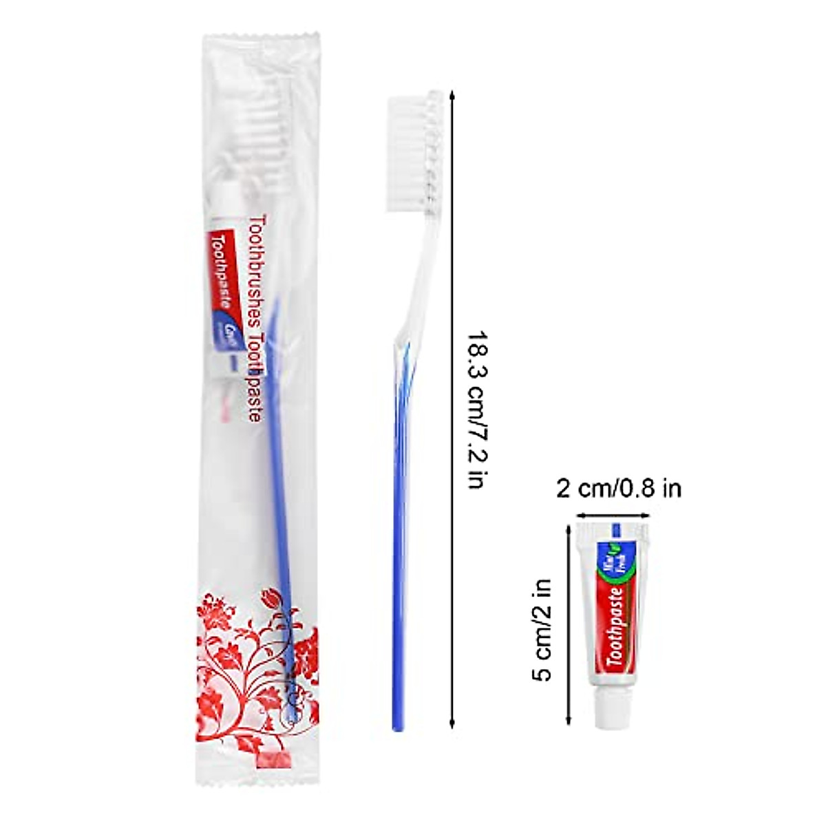 Travel Toothbrushes Kit,100Pcs Travel Toothbrush Set Disposable Toothbrushes with Toothpaste for Nursing Home,Hotel,Charity(Individually Wrapped)