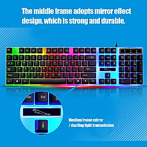Arinda Wired Gaming Keyboard and Mouse Set Colorful LED Backlit USB Gaming Keyboard Mouse for Laptop PC Gamers