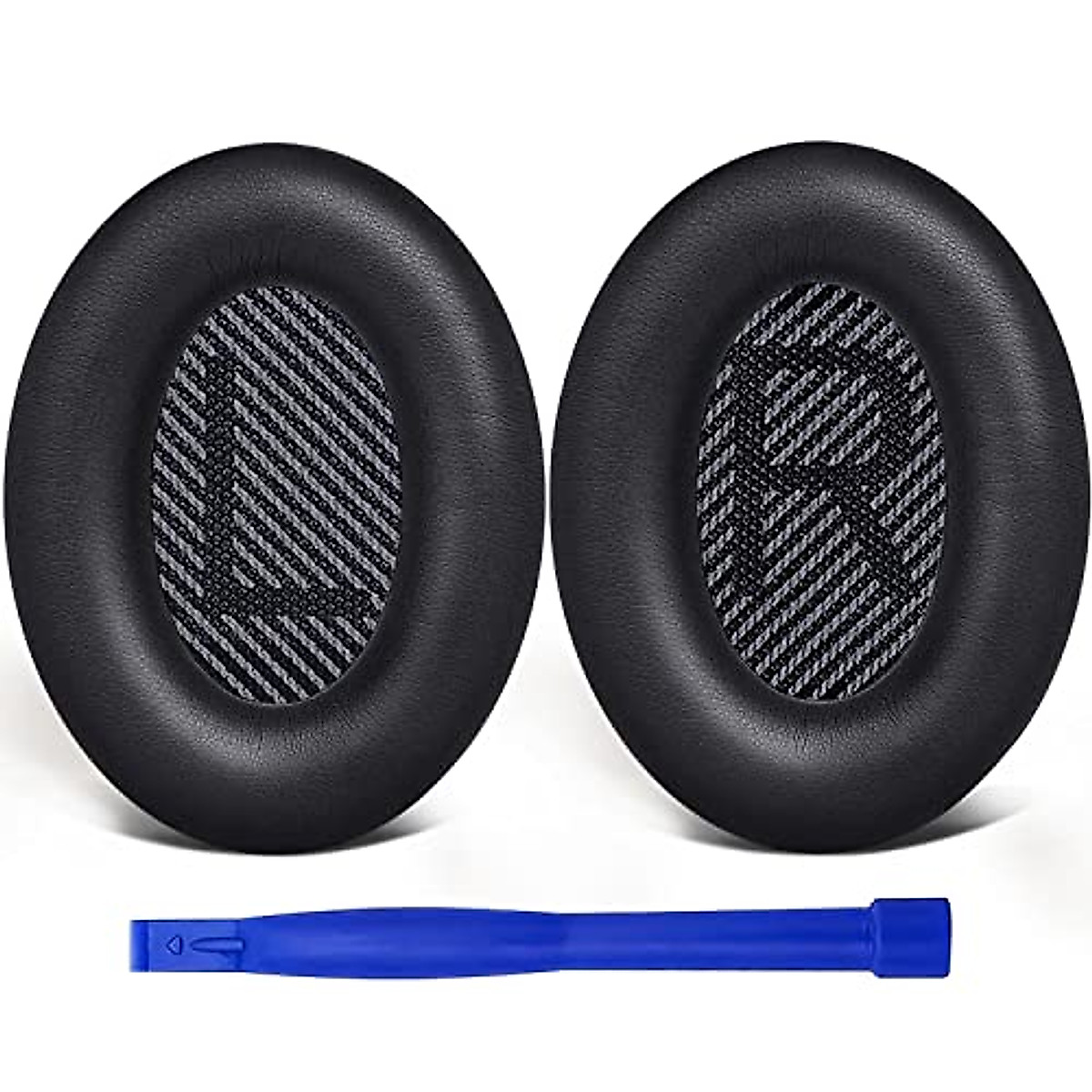 Professional Replacement Earpads Cushions for Bose QuietComfort 35 (QC35) & Quiet Comfort 35 II (QC35 ii) Headphones, Ear Pads with Softer Leather, Noise Isolation Foam, Added Thickness (Black)