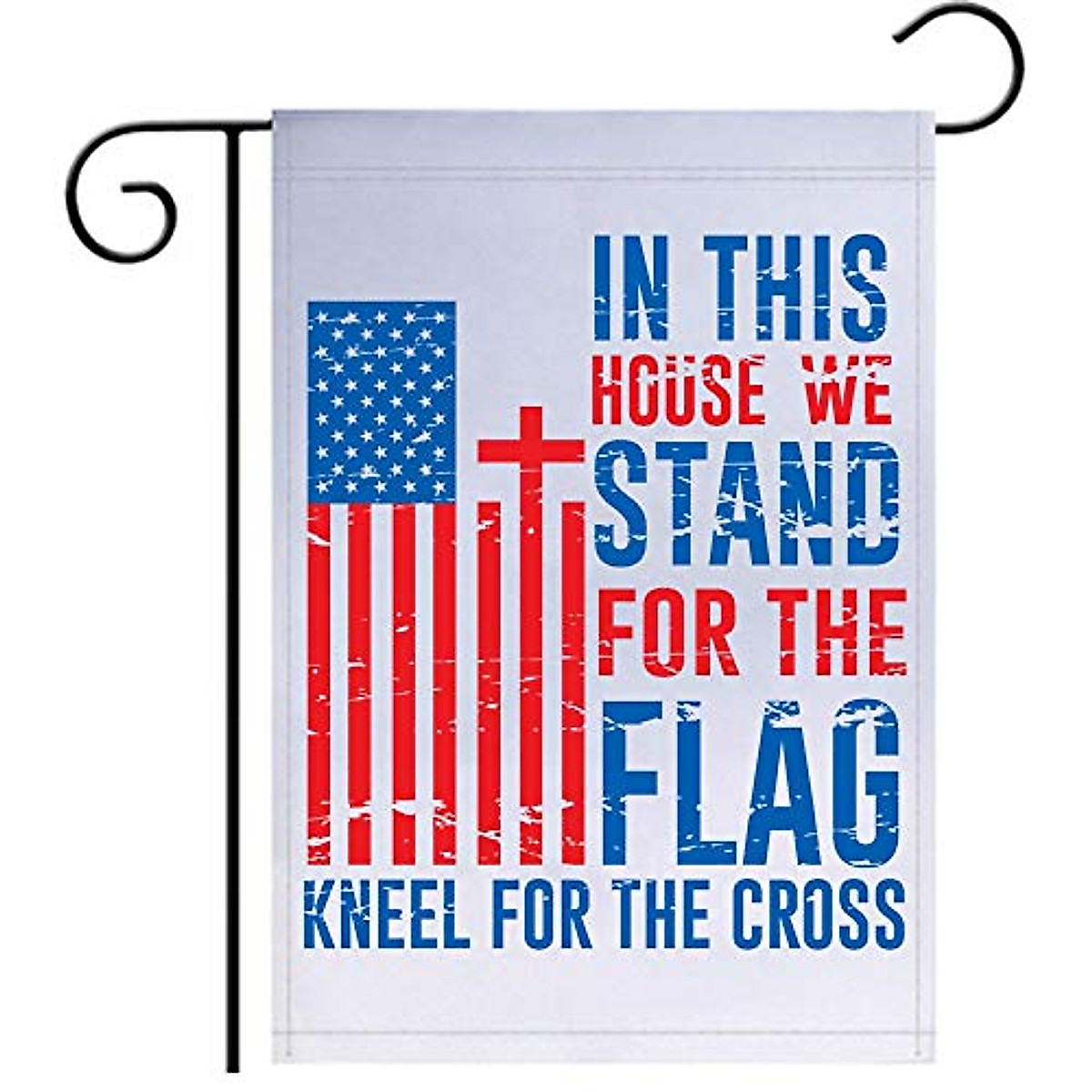 LiberTee Shirts In This House We Stand For the Flag and Kneel For the Cross Garden Flag | 12"x18" Proud Conservative and Patriotic Yard Sign Showing Support for Your Country and Anthem