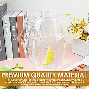 Acrylic Water Infuser Pitcher, Beverage Storage Container with Lid, Ideal for Iced Tea and Fruit Infused Beverages (2.9qt, 93oz, Clear)