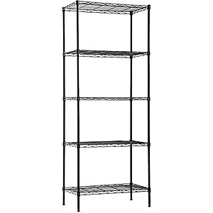FDW 14Dx24Wx60H Wire Rack 5 Shelf Storage Unit Wire Shelving Unit Metal Shelf Organizer Heavy Duty Certification Commercial Grade Rack Utility for Bathroom Office Kitchen (Black)