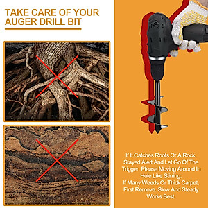 EVEAGE Auger Drill Bit, Bulb Planter Suits For Planting Bulbs Vegetables Flower Potted Fruit Compost Transplant, 4pcs Set For 3/8" Hex Drive Drill With Garden Gloves