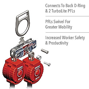 Miller Honeywell Home Miller Twin Turbo 6-Foot Fall Protection System with D-Ring Connector and Aluminum Locking Rebar Hooks (MFLB-12-Z7/6FT)