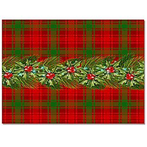 Savannan Area Rugs, Christmas Poinsettia Pine Branches Plant Red Green Plaid Tartan Rectangle Floor Rugs Indoor Non-Slip Accent Rug for Living Room Bedroom Office Kids Room Nursery, 2'x3'