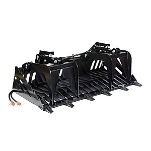 Titan Attachments 82" Skeleton Rock Grapple Rake, Universal Skid Steer Quick Tach, Fine-Grade Open Tine Bottom, Replaceable Cast Bucket Teeth, Reinforced Side Cutters, Universal Landscape Attachment