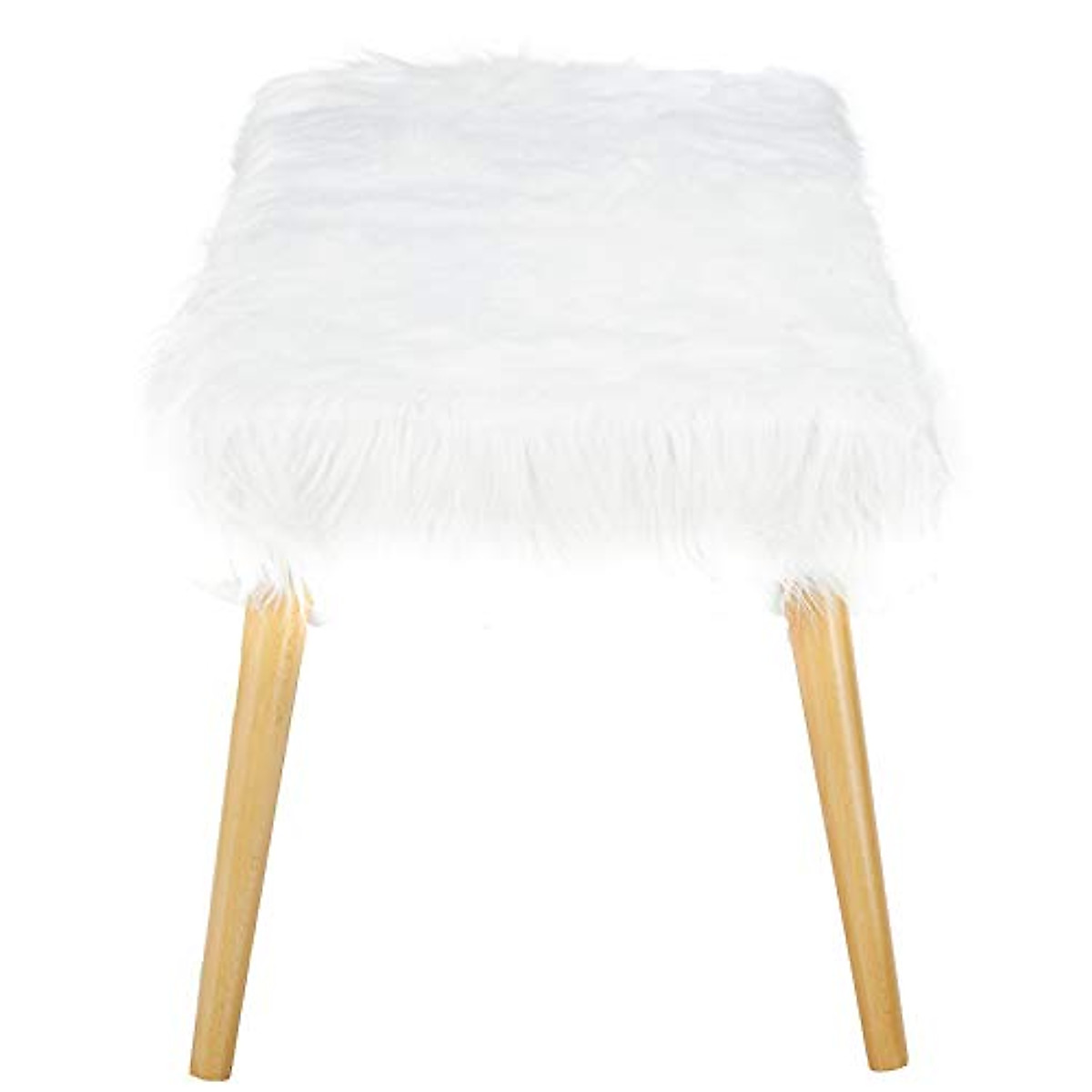 Christopher Knight Home Magnus Long Hair Furry Ottoman, White