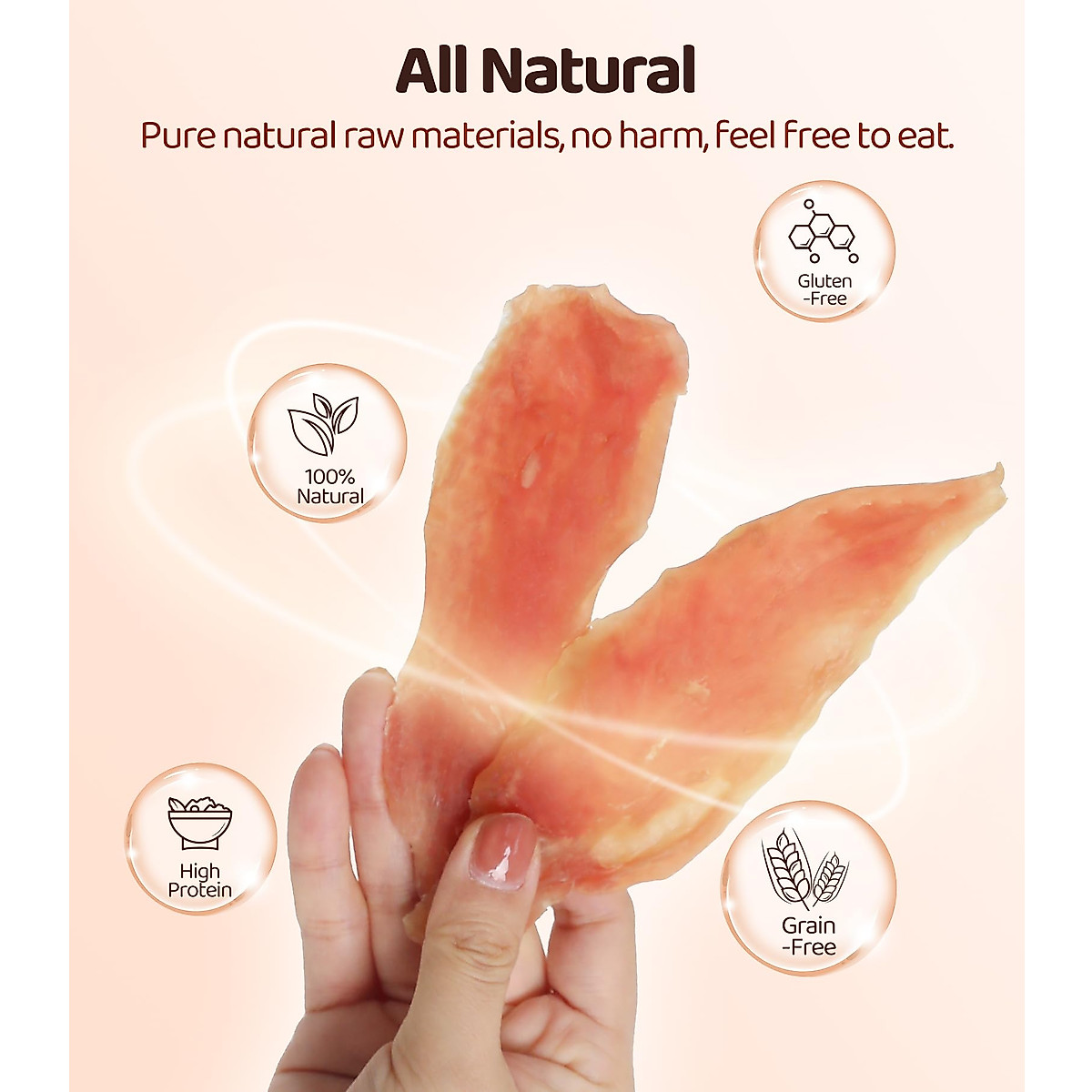 PUPIHOM Chicken Jerky Dog Treats for Dogs 16 OZ 1LBS, Rawhide-Free, Made with Real Breast, Long-Lasting Treats, Dog Training Reward Snacks Dog Chewy Treats