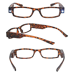 DuanMei Bright LED Readers with Lights Reading Glasses Lighted Magnifier Nighttime Reader Compact Full Frame Eyewear Clear Vision Unisex Clear Vision Lighted Eye Glasses,+1.5