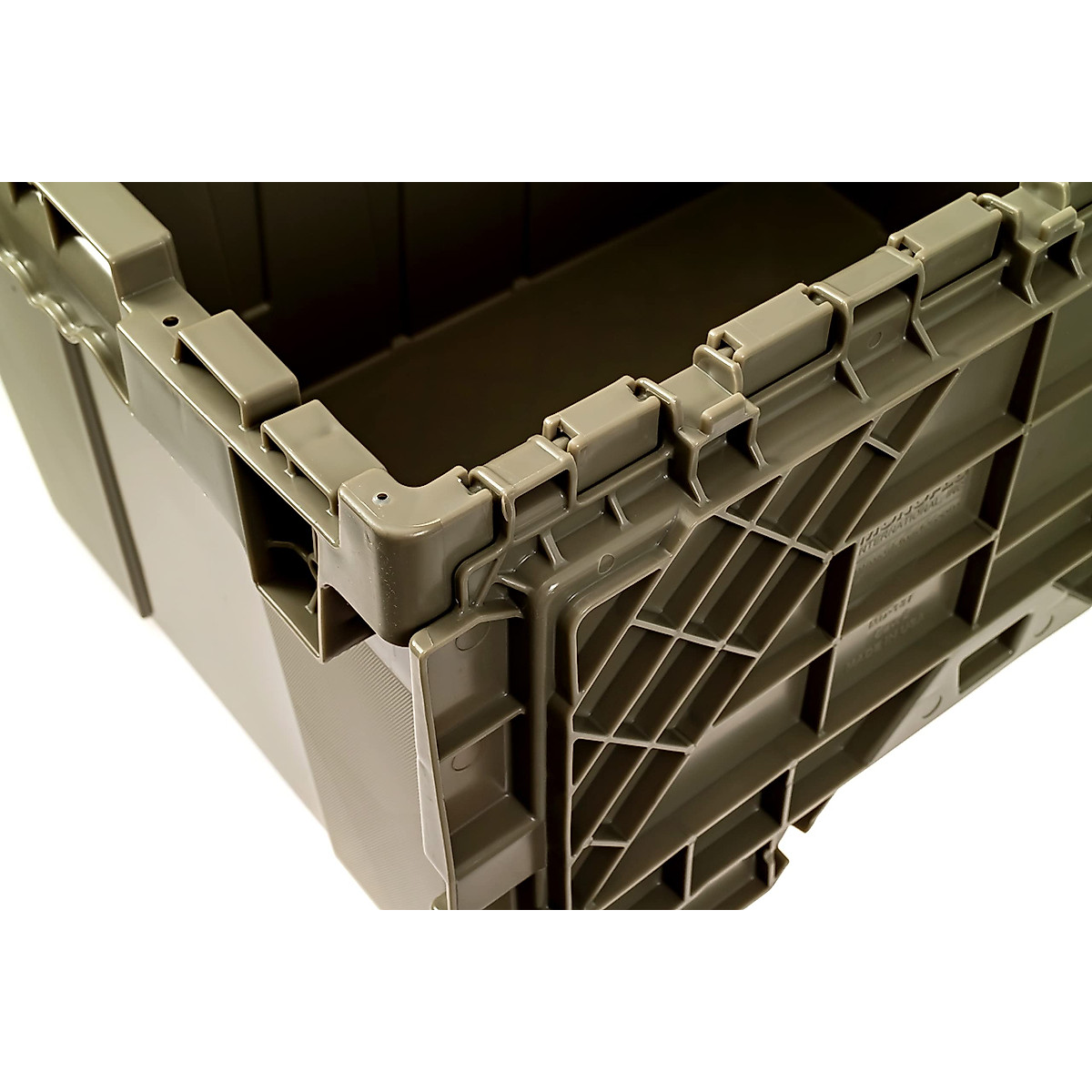 TEJAL 12 Gallon Commercial Flip Top Tote Storage Container (PACK OF 6) Industrial Plastic Storage Tote with Hinged Attached Lid (22.05 in. L x 15.40 in. W x 12.88 in. H) - Grey