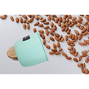 Alpha Living Home Food Storage Jar Canister with Airtight Wooden Lid, Modern Design Kitchen Storage Container, Silicone Sealing Ring for Nuts,Cereal,Candy,Cookie,Flour,Pasta,Spices - Mint Green