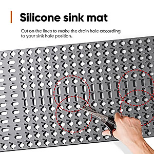 Moryimi Silicone Sink Protectors for Kitchen Sink with Cleanging Brush, Grey Sink Mats with feet, Large Grips Silicone Sink Mat for Bottom of Kitchen Farmhouse Stainless Steel Porcelain Sink 25"x13"