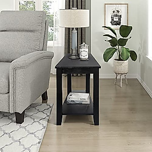 Lexicon Alder Wood Wedged Chairside Table, 16" x 24", Black