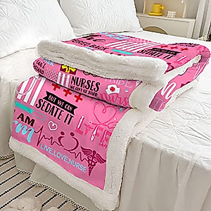 Nurse Gifts Nurse Week Gifts Throw Blanket,Nurse Gifts for Women,Nurse Appreciation Gifts,Nurse Gifts for Nursing Student Soft Fluffy Sherpa Warm Throw Blankets (H12,50"x 60")