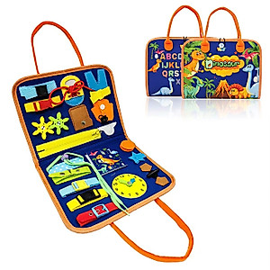 YQTAT Montessori Toys for 1 2 3 Year Old, Busy Board Toddler Toys for Learning Fine Motor Skills, Travel Toys for Plane and Car, Preschool Educational Sensory Toys,Creative Gift for Boy Girl