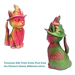 TECSONAR Tricolor PLA Filament Coextrusion Filament 1kg Triple Color Filament 1.75mm (± 0.03 mm) Compatible w/Most of 3D Printer Silk Gold Purple Red Green