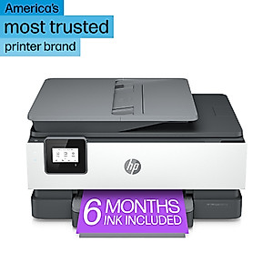 HP OfficeJet 8015e Wireless Color All-in-One Printer with 6 Months Free Ink with HP+(228F5A), White
