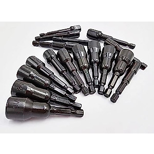 LONKER 17pcs Magnetic Nut Driver Set,CR-V Hex Head Drill Bit Screwdriver Socket Set- 1/4” Hex Head Impact Driver Bit Set,SAE & Metric | Impact Magnetic Nut Driver Bit Set