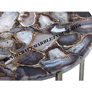 Round Agate Table 21", Round Coffee Table, Agate Table Top, Agate Coffee Table, Agate Side Table, Round Table, Stone Table. Grey Agate Geode Table