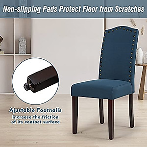 LSSPAID Dining Chairs Set of 4, High Back Fabric Upholstered Parsons Dining Room Chairs, Nail Head Trim Dining Chair, Turquoise