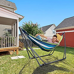 YUSING Hammock with Stand, Adjustable Heavy Duty Steel Frame, Portable Hammock for Indoor, Outdoor, Camping, Garden, Yard, Porch, Patio