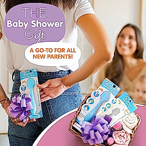 Bumco 2-PACK Diaper Cream Spatula - FULL-SIZE + MINI Baby Bum Brush with TRAVEL CASE - Diaper Cream Applicator for Baby - Baby Necessities - Suitable for Aquaphor, Desitin - Blue & Gray