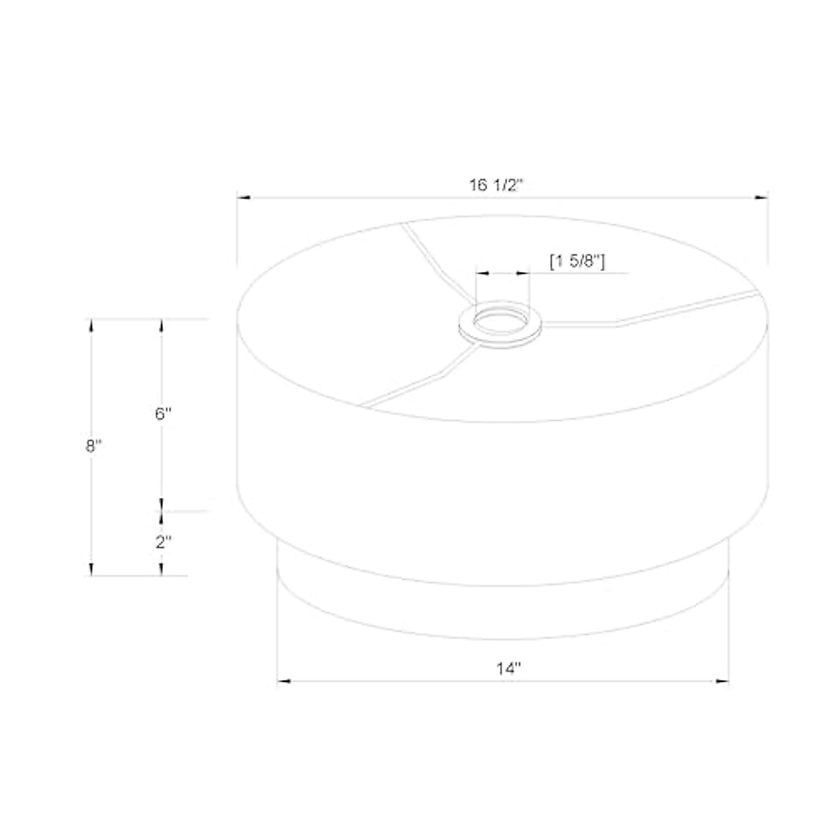 Artiva USA 16.5"X16.5" X 8"H Large Premium Double Drum Linen Shade - Pure White, Fully Assemble, Fit most Arched/Arc Floor Lamp