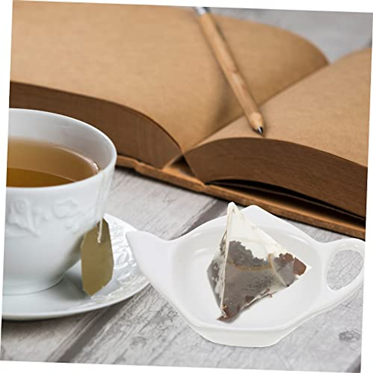 Baluue 2pcs Tea Bag Saucer Travel Jewlwery Holder White Serving Tray Cup Holder Tray Tea Bag Dish Tea Bag Holder Ketchup Saucer Delicate Tea Bag Tray Loose Tea Dish Teabag Storage Plates