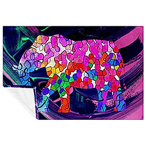 Colorful Elephant Prints Soft Warm Cozy Blanket Throw for Bed Couch Sofa Picnic Camping Beach, 150×100cm