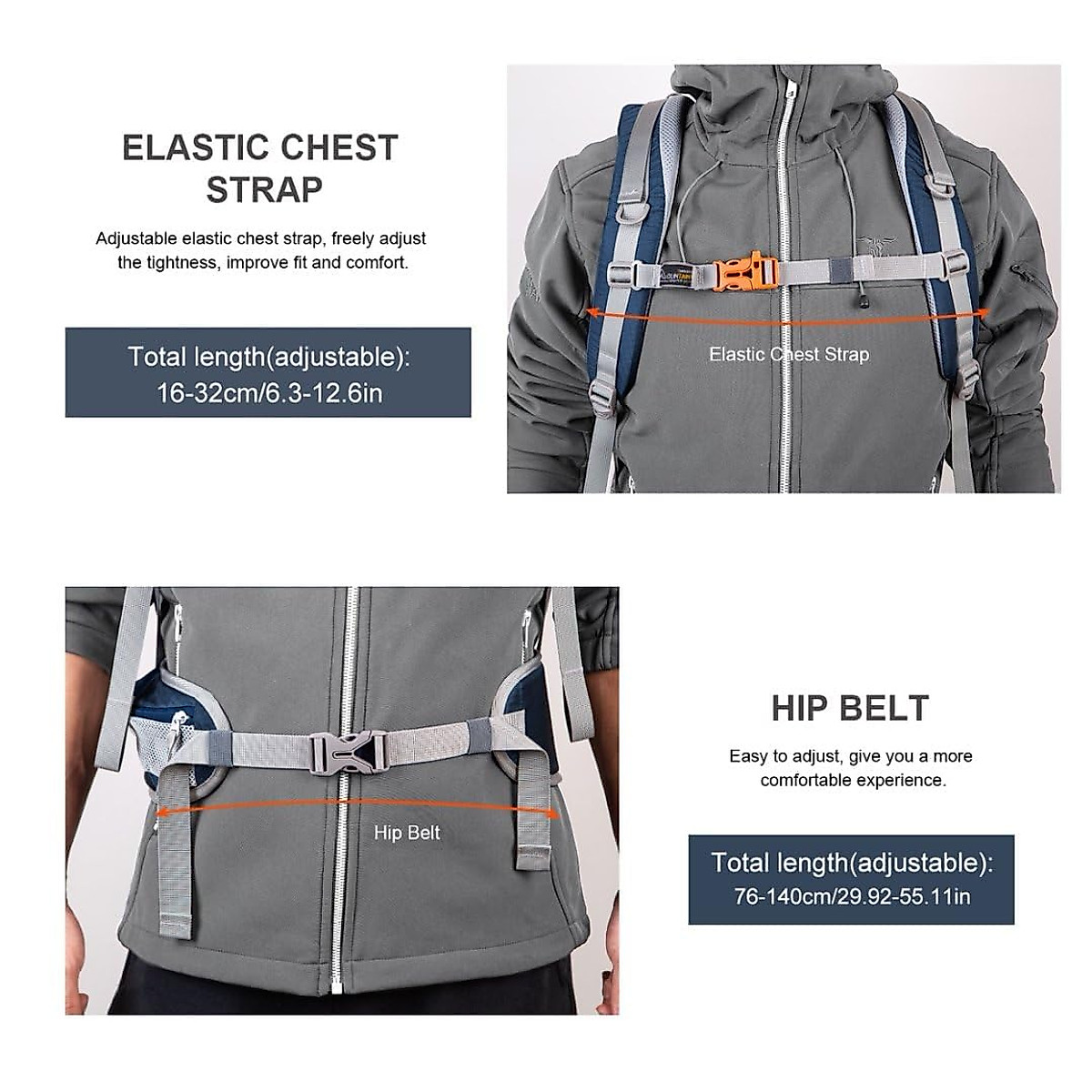 MOUNTAINTOP 40L Hiking Backpack with Rain Covers for Backpacking, Camping, Cycling and Traveling