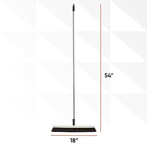 Horse Hair Broom, Broom for Hardwood Floors 18" Horsehair Swivel Kitchen Broom, Soft Bristle Broom with 54" Handle
