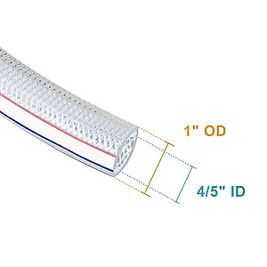 Ququyi PVC 3/4" ID x 1" OD Braided Clear Flexible PVC Tubing Soft for Four Seasons Vinky Tube, Reinforced Vinyl Hose for Water Discharge& Oil Transfer, 6.56ft