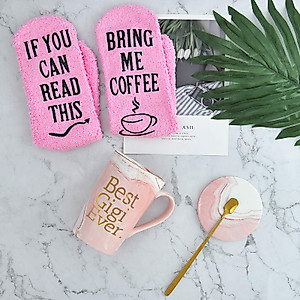 Mugs for Grandma Best Gigi Ever Coffee Mug from Grandson Granddaughter Mother’s Day Grandmother Birthday Gift from Grandchildren Marble Mugs Pink 14 Oz with Box Gift Spoon and Coaster, Cupcake Socks
