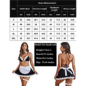 Avidlove French Maid Lingerie Women's Exotic Costumes Role Playing Lingerie Schoolgirl Lingerie Black Large