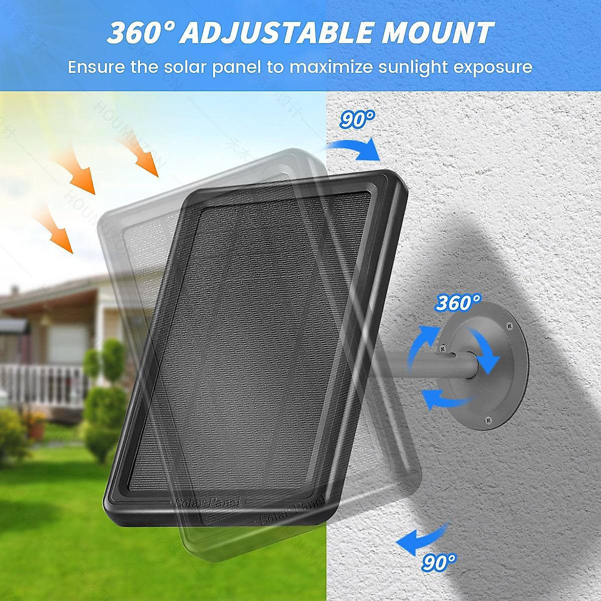 Ring Camera Solar Panels, Solar Panel Charger for Ring Stick Up Cam 2nd & 3rd Gen, Ring Spotlight Cam Battery, 5V 4.5W Output Super Fast Charging (3Pack-Black)