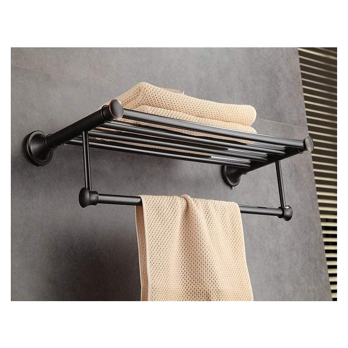 Towel Rails Solid Brass Towel Rack with Bar for Bathroom Shelf Wall Mounted, Oil Rubbed Bronze, 61.5 cm/Toilet Brush Set (Color : Toilet Brush Set) (Towel Shelf b)