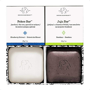 Drunk Elephant Baby Juju and Baby Pekee Bar Soap Travel Case. Exfoliating Face Wash and Moisturizing Bar Cleansers. 1 Ounce Each. Travel Duo.
