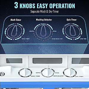 INTERGREAT Portable Washing Machine with Twin Tub, 17.6 Lbs Portable Washer and Dryer Combo, Mini Washing Machine for Camping, Dorms, College Apartments, RV, Rooms (Blue)