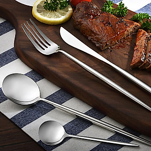 Zalaxt 24 pcs Flatware Set, Silverware Set for 6, Knife Fork Spoon, Home Dinnerware Tableware Set for 6, Cutlery Set, Include Knives/Forks/Spoons