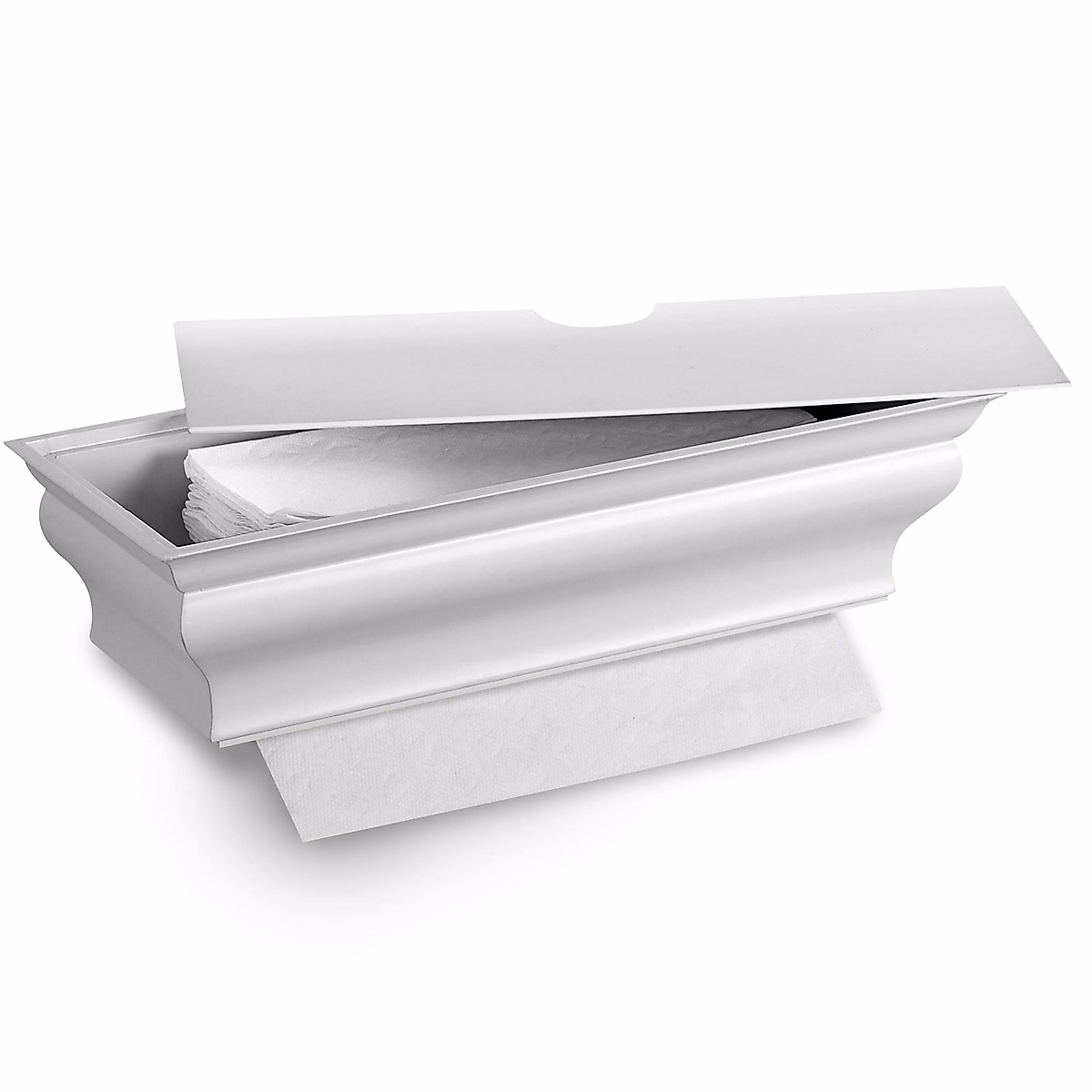 HealthyShelf White ABS Plastic MultiFold Paper Towel Dispenser - Wall Mount Shelf - Handy Multi-Use Decorative Shelf Dispenser for Bath, Kitchen, Laundry Room