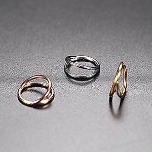 PEAKLINK 16G Cartilage Earrings Conch Hoop Ring Double Open Stacked Cartilage 316L Surgical Steel Septum Nose Rings 12mm Lobe Earrings Unisex Hoop Earrings Septum Daith Piercing Jewelry Gold