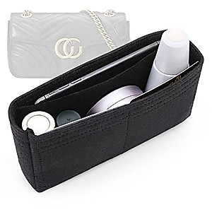 OAikor Felt Mini Purse Organizer Insert for GG Marmont Matelasse Shoulder Bag/MK Jet Set Large Saffiano Handbag Organizer Tote Liner/MJ Snapshot Pouch/TB Mini Miller Inner Bag and More (Mini, Black)