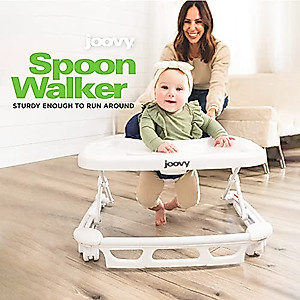Joovy Spoon Baby Walker & Activity Center Featuring Three Adjustable Heights, Tough Luggage Grade Seat Material, and 30 lb Weight Capacity - JPMA Safety Certified (Charcoal)