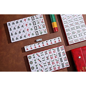 Mose Cafolo Professional Chinese Mahjong Game Set 146 Numbered Large Size Tiles with Carrying Travel Case, Complete Mahjong Tiles Set (Majiang, Mah-Jongg, Ma Jong)