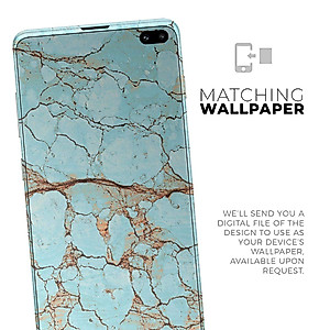 DesignSkinz Cracked Teal Stone Protective Vinyl Decal Wrap Skin Cover Compatible with The Samsung Galaxy S20 (Screen Trim & Back Glass Skin)