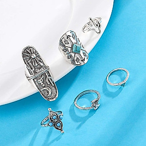 Yean Boho Ring Set Silver Statement Rings Joint Knuckle Ring Set Midi Stacking Rings for Women and Girls(Pack of 9) (Boho) (Boho)
