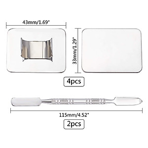 OLYCRAFT 6PCS Stainless Steel Makeup Palette Mini Ring Palette with Spatula Tool Makeup Palette Tools for Nail DIY Art Design Paint Color- 1.7 x 1.3 Inch