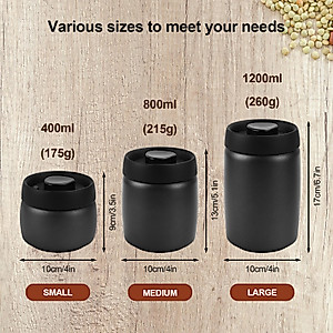 MFBJXC 2-Pack 16oz Vacuum Coffee Canister, 304 Stainless Steel Airtight Food Storage Container, Coffee Bean Storage for Coffee Beans Grounds Tea(Black 2L)