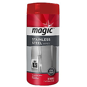 Magic Stainless Steel Wipes - Removes Fingerprints, Residue, Water Marks and Grease From Appliances - Works Great on Refrigerators, Dishwashers, Ovens and More - 30 Count